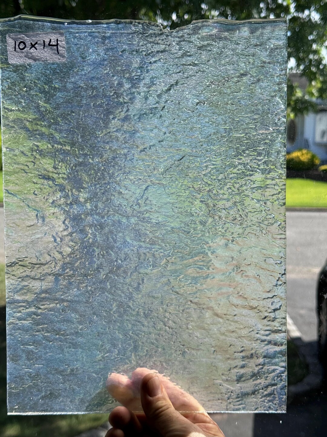Vintage Uroboros Stained Glass Sheet, Iridized Clear Granite, 10”x14 ...