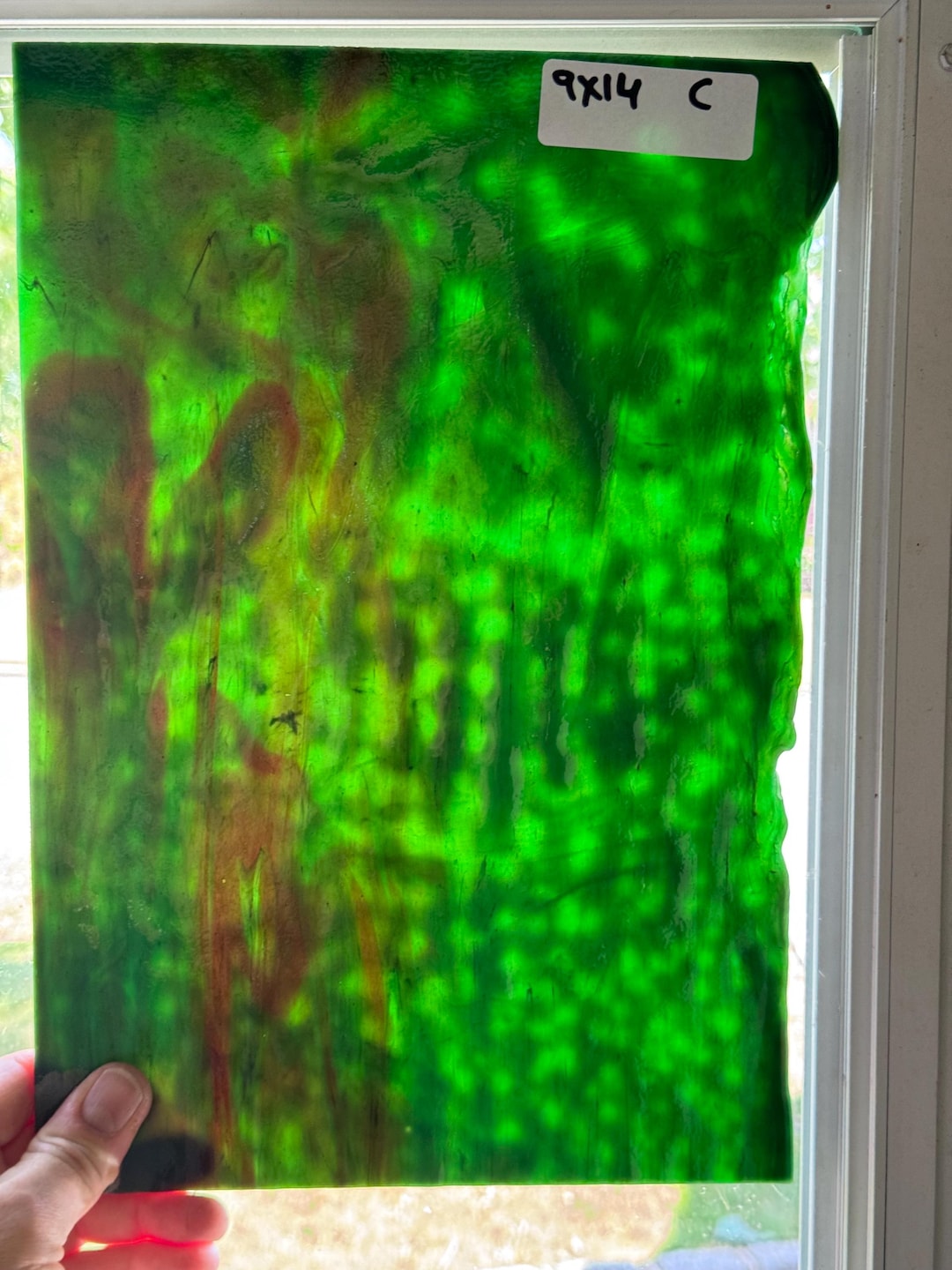 Vintage Bullseye Stained Glass Sheet, Dark Green/rust, 9”x14” C - Etsy