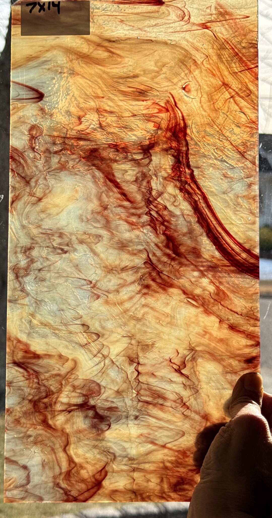 7”x14” Vintage Stained Glass Sheet, Streaky Red/cream/white - Etsy