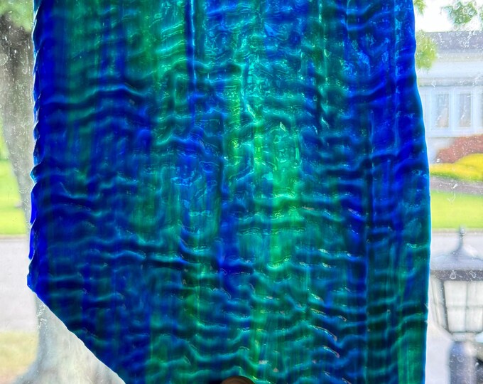 Chicago Stained Glass Sheet, Blue Green Ripple, 7x9.5 - Etsy