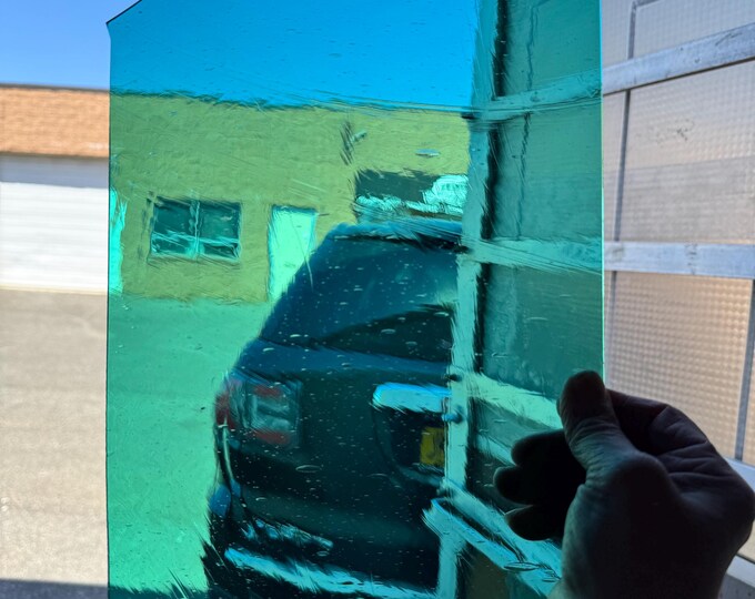 8”x14” Vintage Mouth Blown Antique Sheet Glass, Blue Green Reamy - Etsy