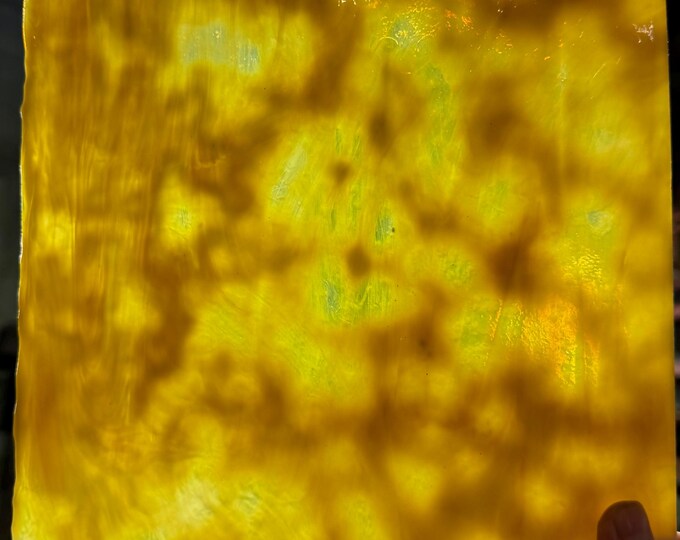 Vintage Oceana Santa Cruz Soft Yellow Mottled Stained Glass Sheet, 9 ...