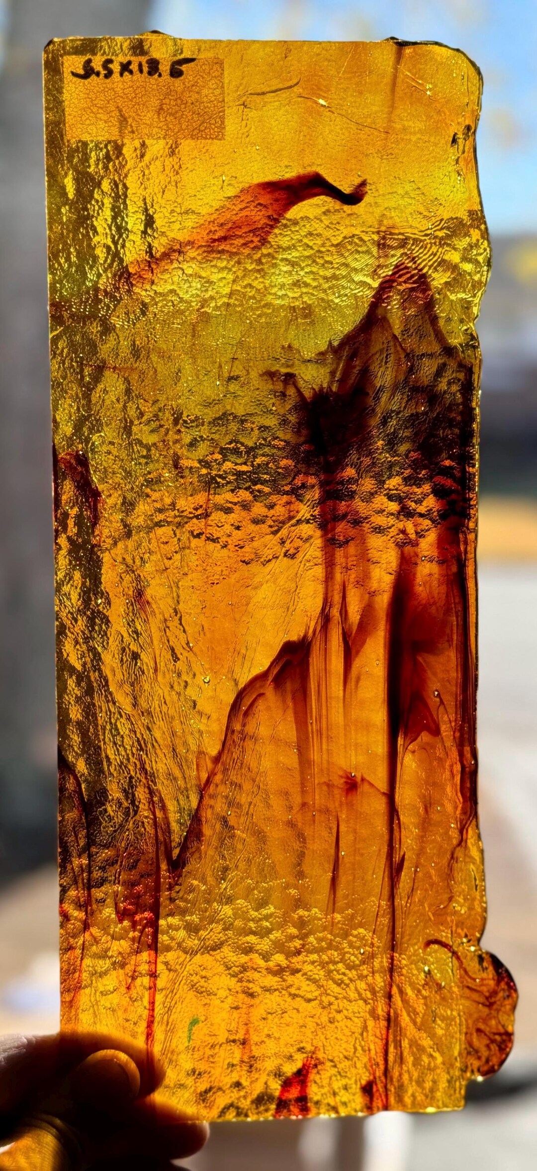 5.5x13.5 Vintage Bullseye Gold/red Stained Glass Sheet - Etsy