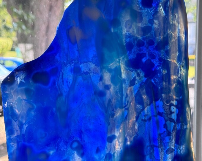 Vintage Rare Line Art Glass Sheet, Blue/white Mix, 8”x10.5” - Etsy