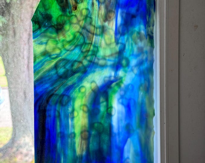 Vintage Uroboros Stained Glass Sheet, Blue/green, 7”x14” - Etsy