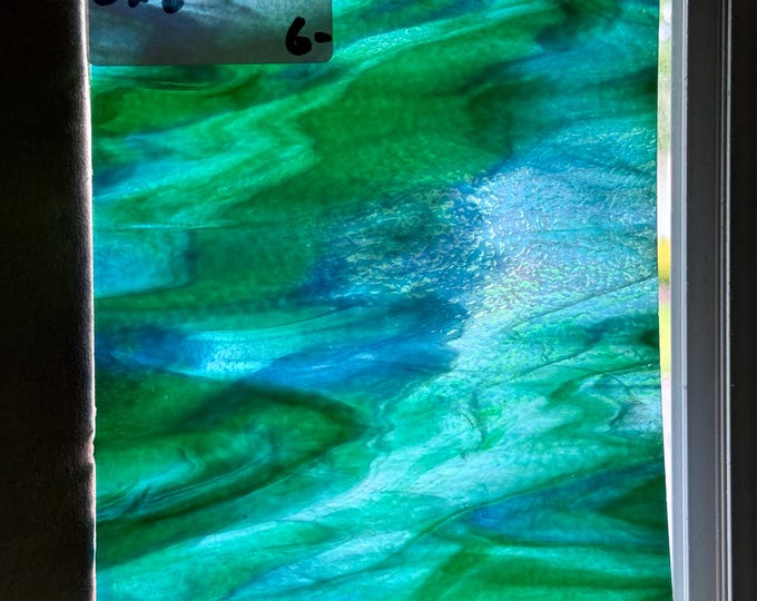 Vintage Bullseye Stained Glass Sheet, Blue/green Streaky, 6”x10” - Etsy