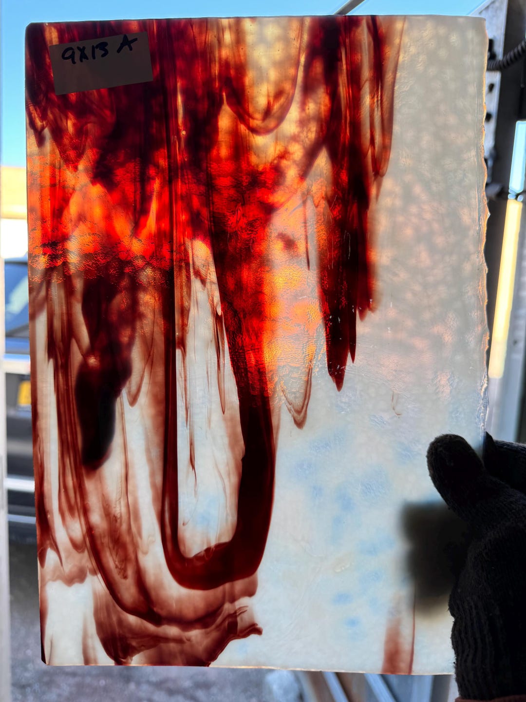 Vintage Bullseye Stained Glass Sheet-red White Streaky, 9”x13” A - Etsy