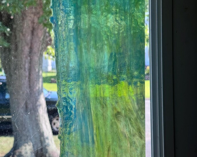 Vintage Translucent Stained Glass Sheet, 5”x14”, Blue/green - Etsy