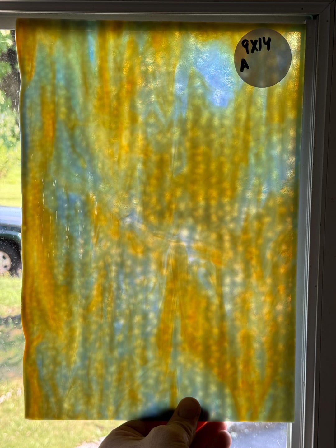 Vintage Bullseye Stained Glass Sheet, Gold/blue, 9”x14” A - Etsy