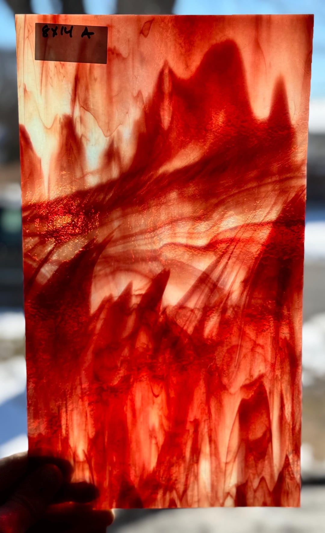 Chicago Art Glass Sheet~streaky Red White -8”x14” A - Etsy