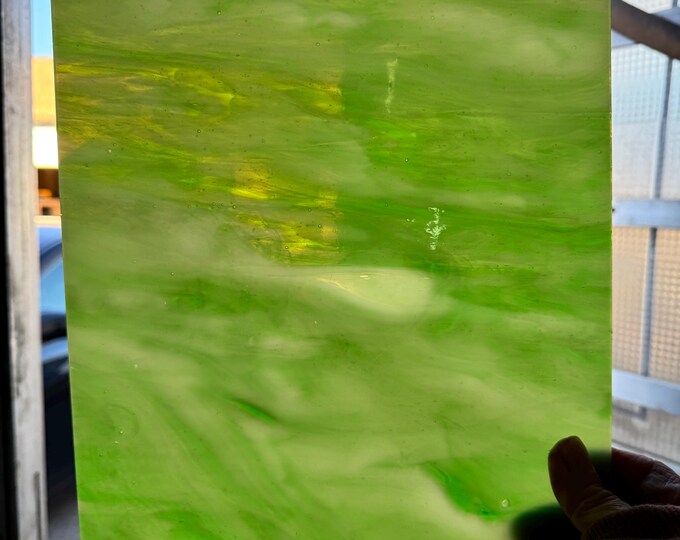 Vintage Wissmach Art Glass Sheet~green Wispy, 9”x14” B - Etsy