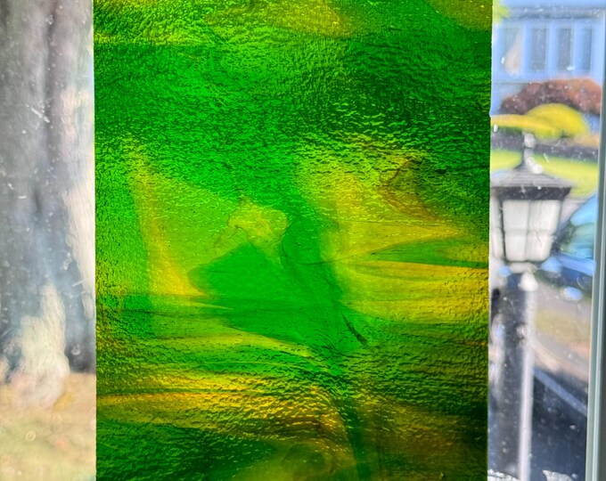 Vintage Uroboros Stained Glass Sheet, Gold/green, Transparent, 6”x10.5 ...