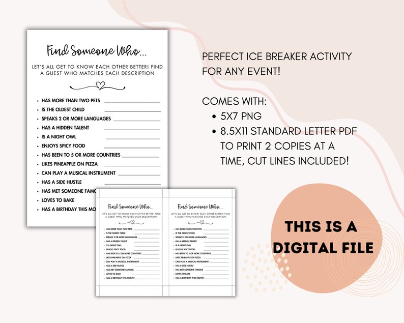 Find the Guest Game Download Template, Minimalist Find Someone Who ...