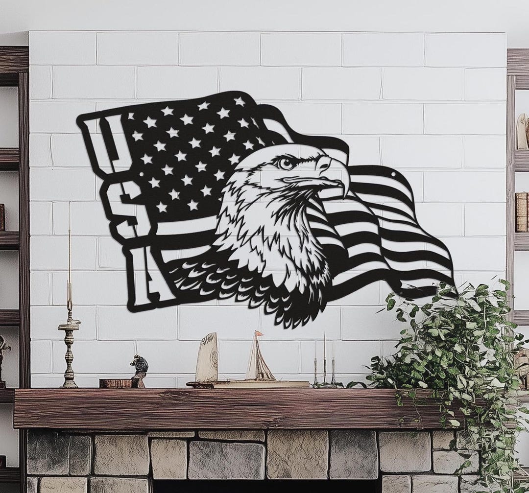 USA Flag American Bold Eagle Metal Wall Sign - Etsy