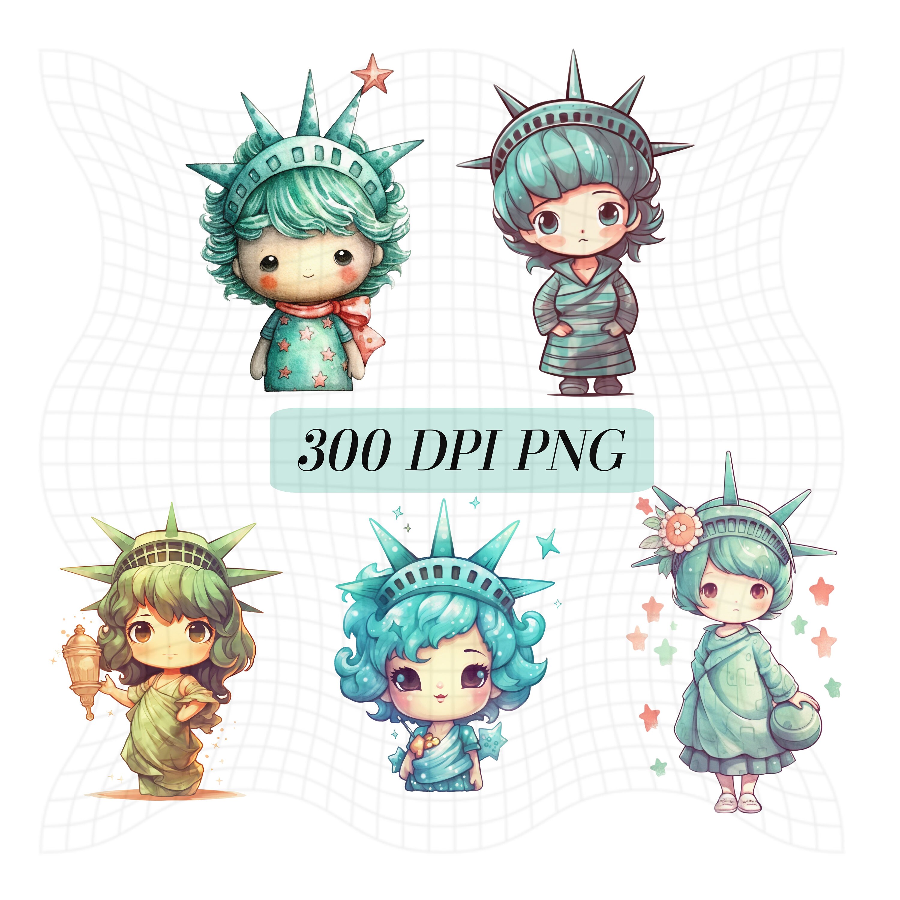 Statue of Liberty Various Kawaii Chibi Anime Style New York - Etsy