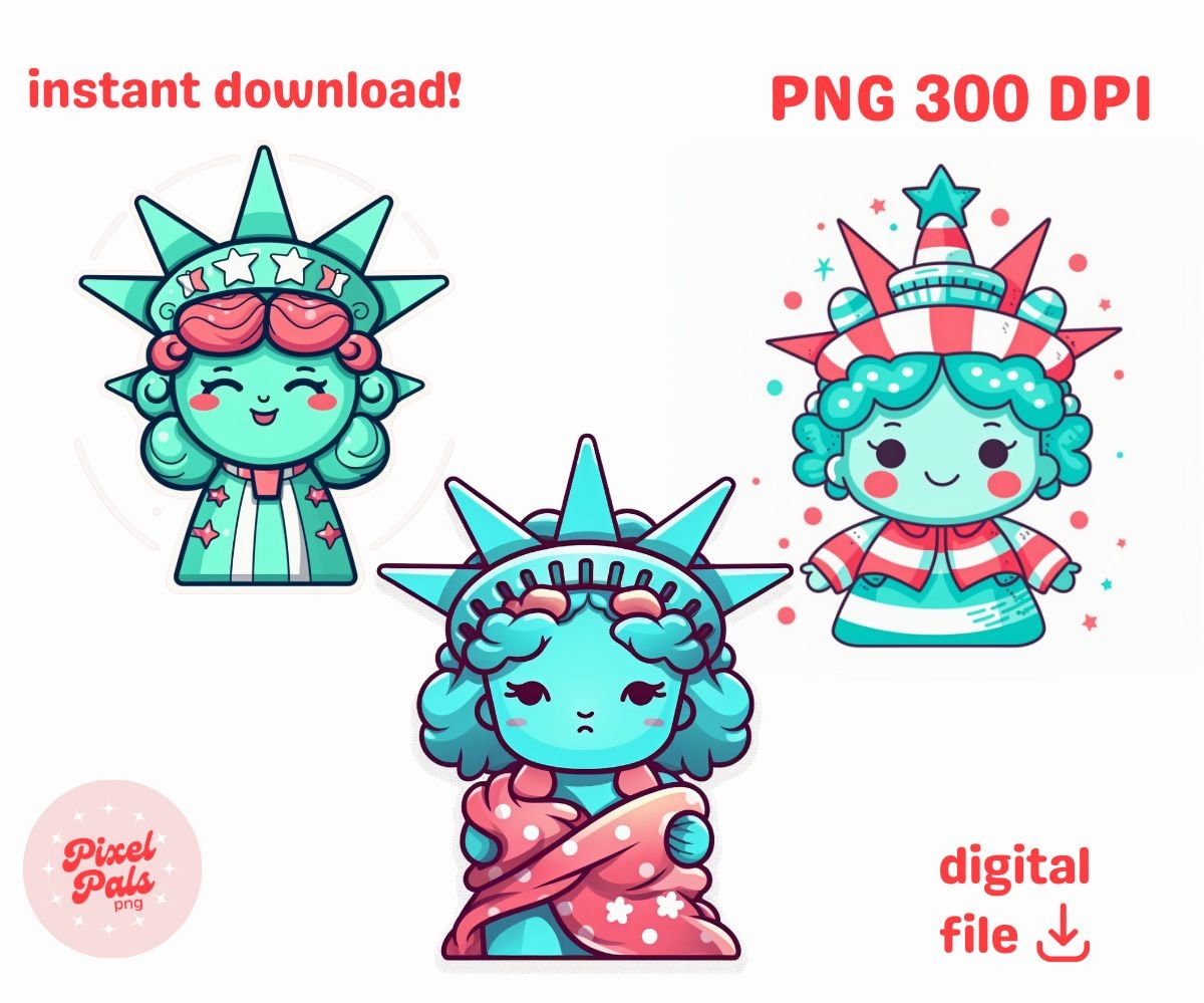 Statue of Liberty Cute Kawaii Illustration Commercial Use Clipart ...