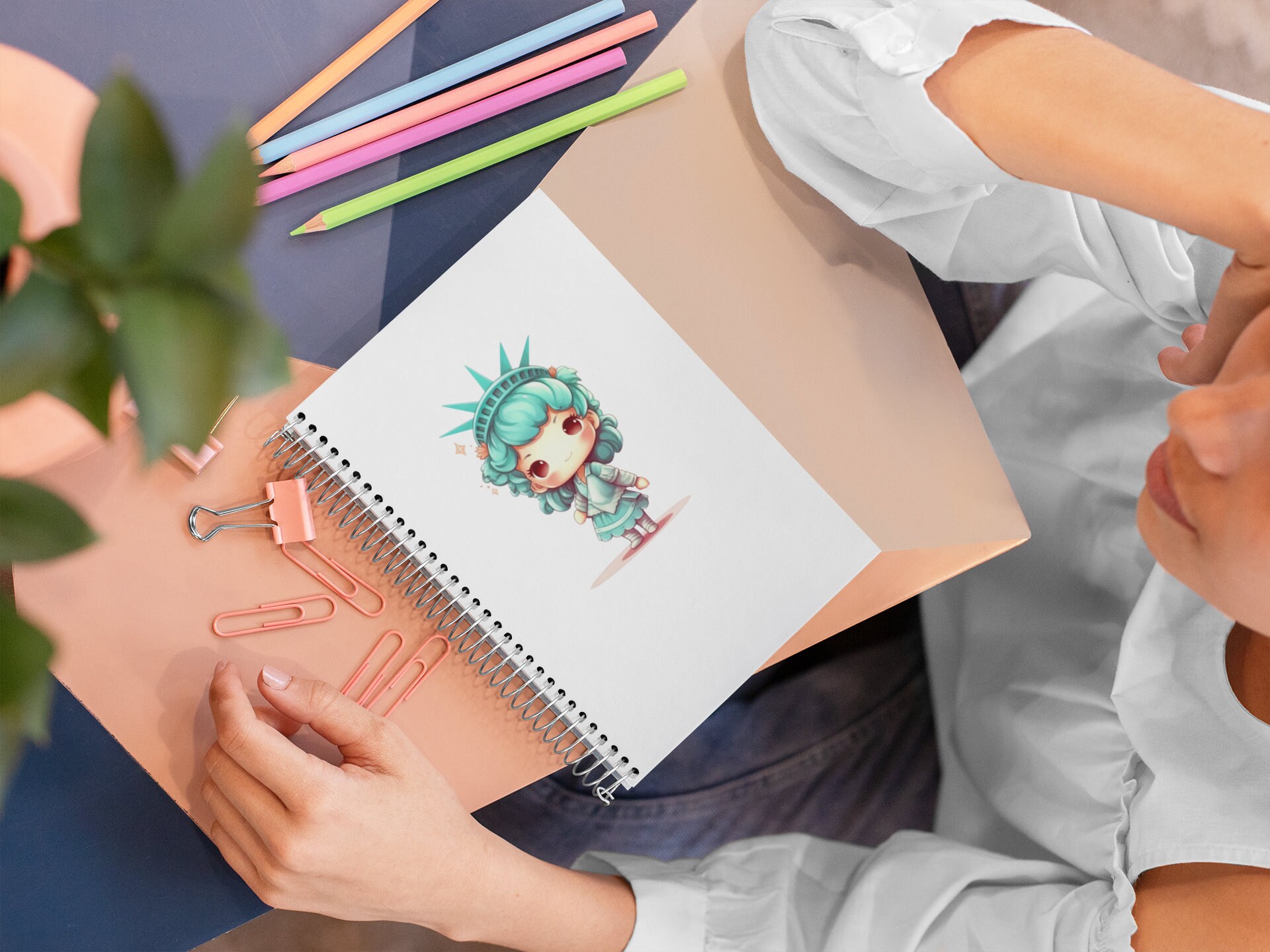 Statue of Liberty Chibi Kawaii Illustration Clipart Commercial Use - Etsy