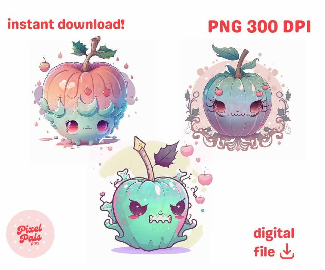 Kawaii Chibi Poison Apple Digital Download Scrapbook Clipart - Etsy