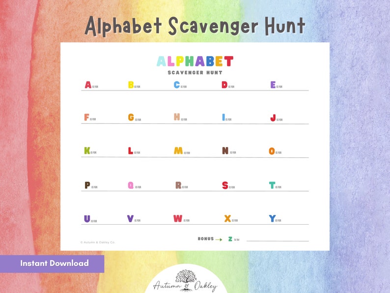 Alphabet Scavenger Hunt Printable - Etsy