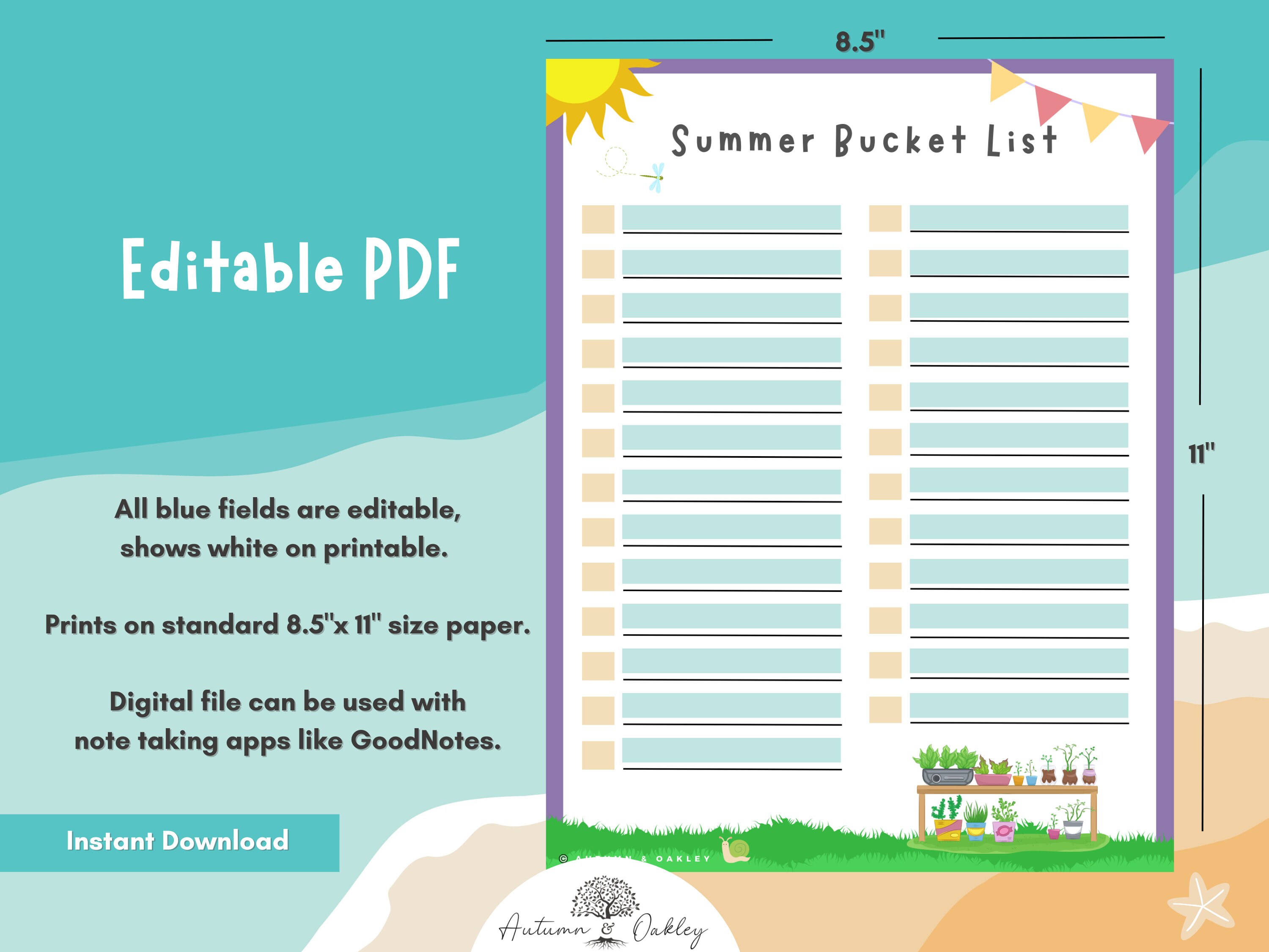 Summer Bucket List Printable Package - Etsy