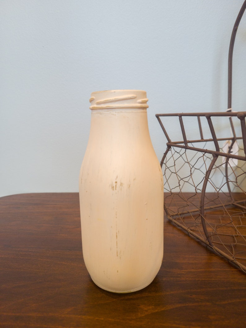 Glass Milk Bottle Vase, Rustic Vintage Style Vase, Home Decor, Country ...