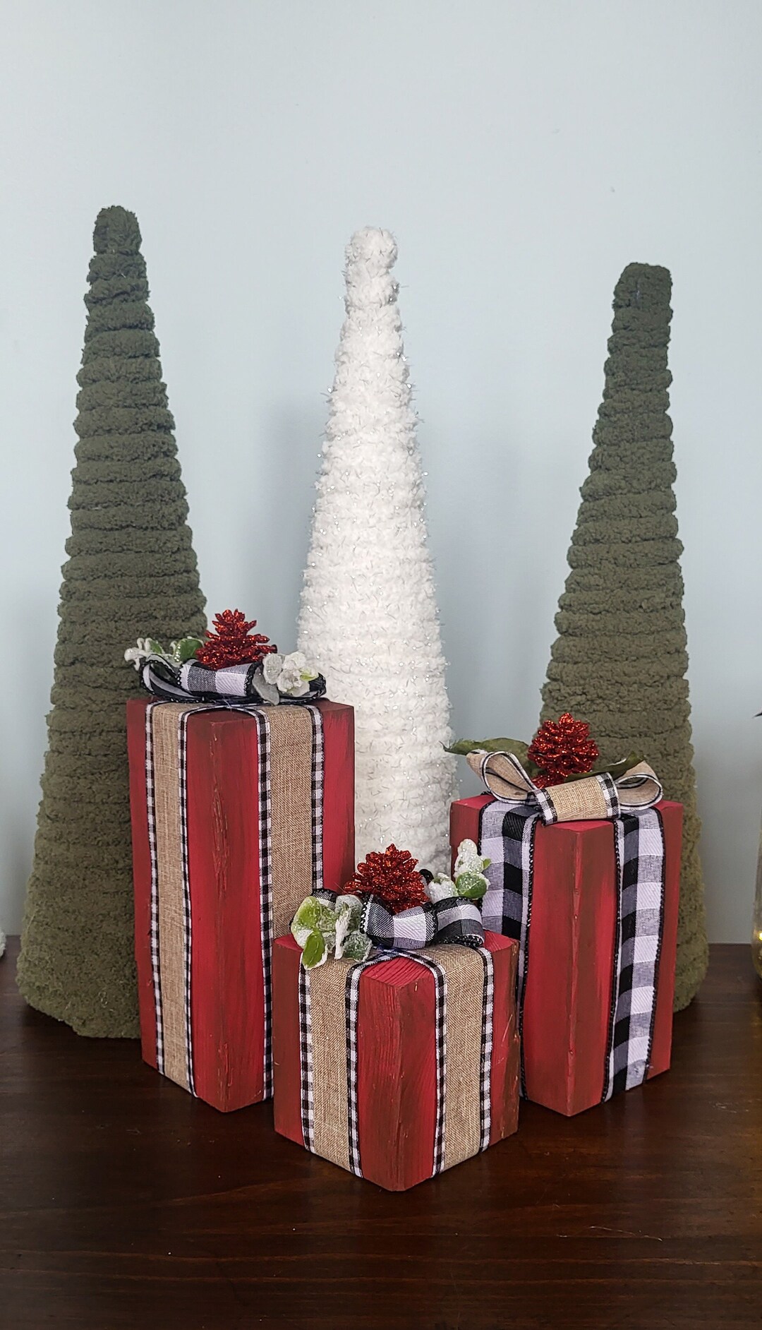 Rustic Wood Christmas Decor Set of 3 Gifts / Holiday Decor/ - Etsy