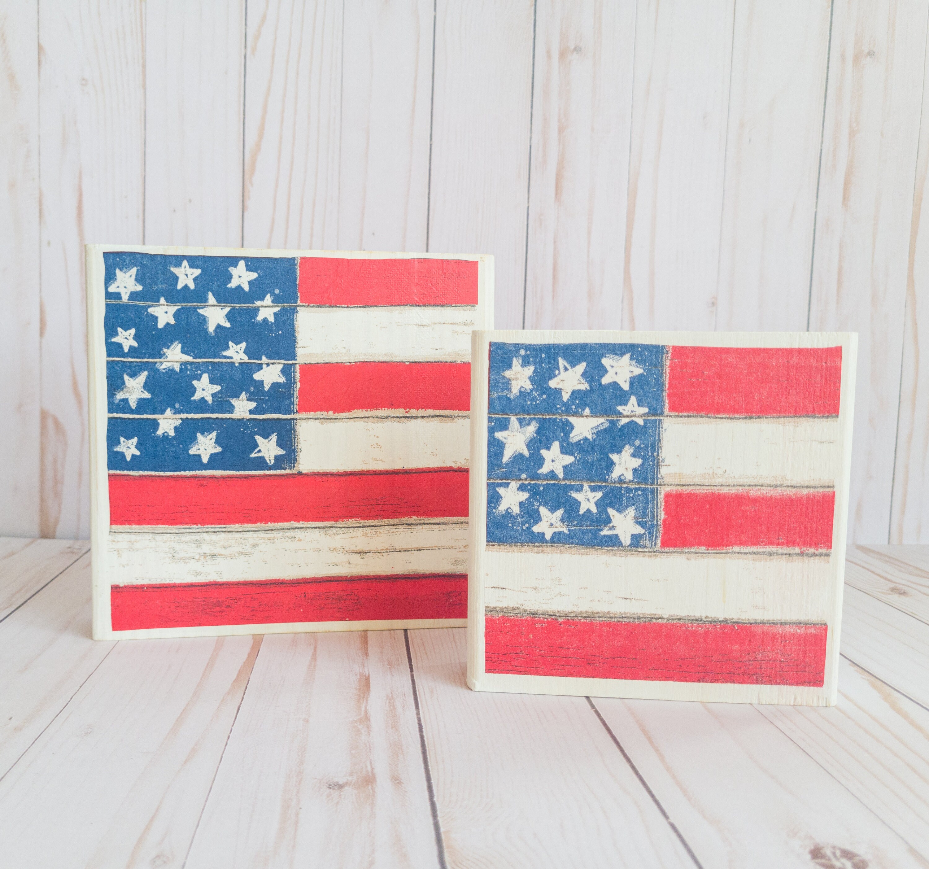 Rustic American Flag Wooden Block Sign, Country and Farmhouse Decor ...