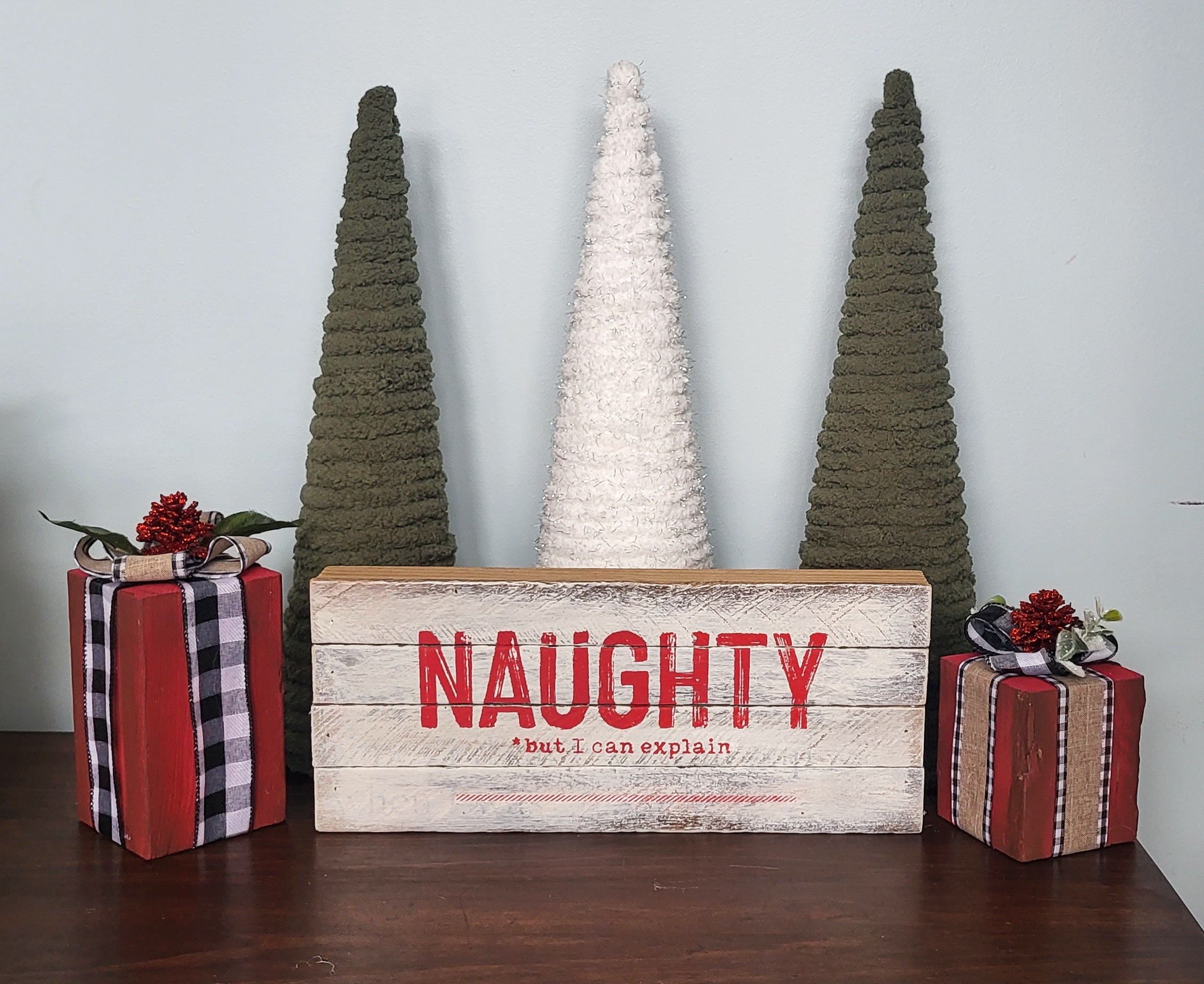 Santa Thinks I'm Naughty Sign / Christmas Decor / Holiday Decor ...