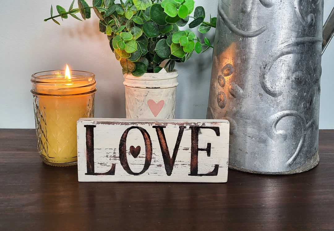 Love Scrap Wood Sign, Rustic Love Sign, Copper Love Accent Piece, Home ...