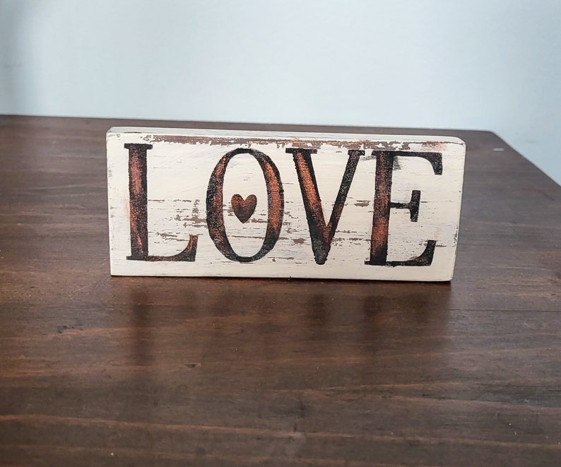 Love Scrap Wood Sign, Rustic Love Sign, Copper Love Accent Piece, Home ...