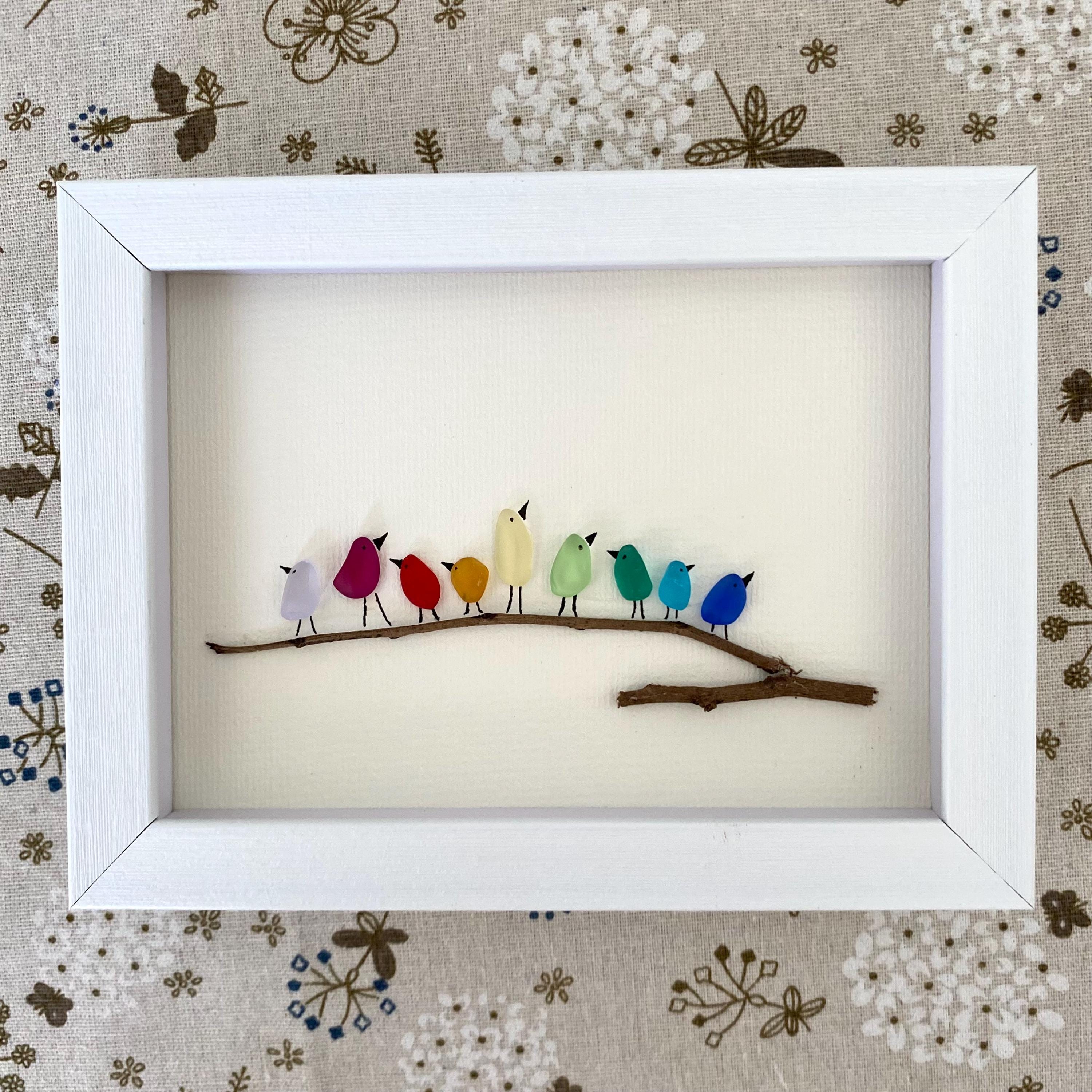 Sea Glass Rainbow Birds Art – Colorful Branch Wall Decor - Etsy