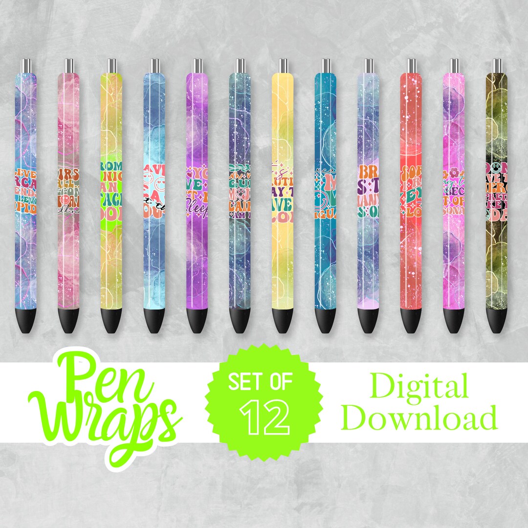 Set of 12 Groovy Pen Wraps, Pen Wrap Bundle, Pen Wrap Designs, Pen ...