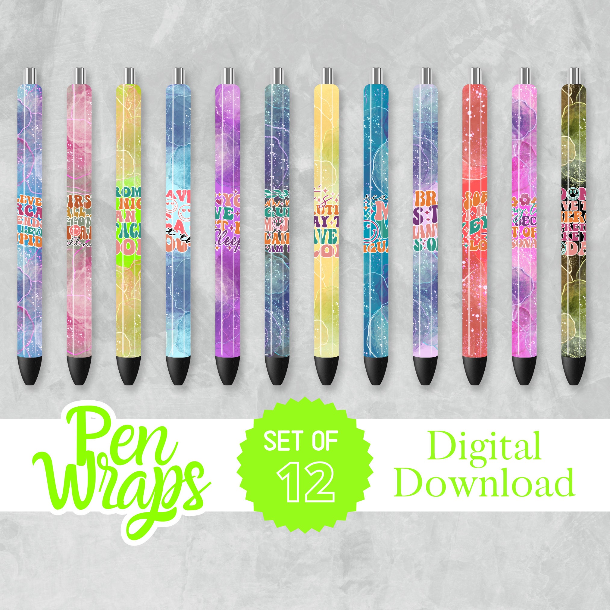 Set of 12 Groovy Pen Wraps, Pen Wrap Bundle, Pen Wrap Designs, Pen ...