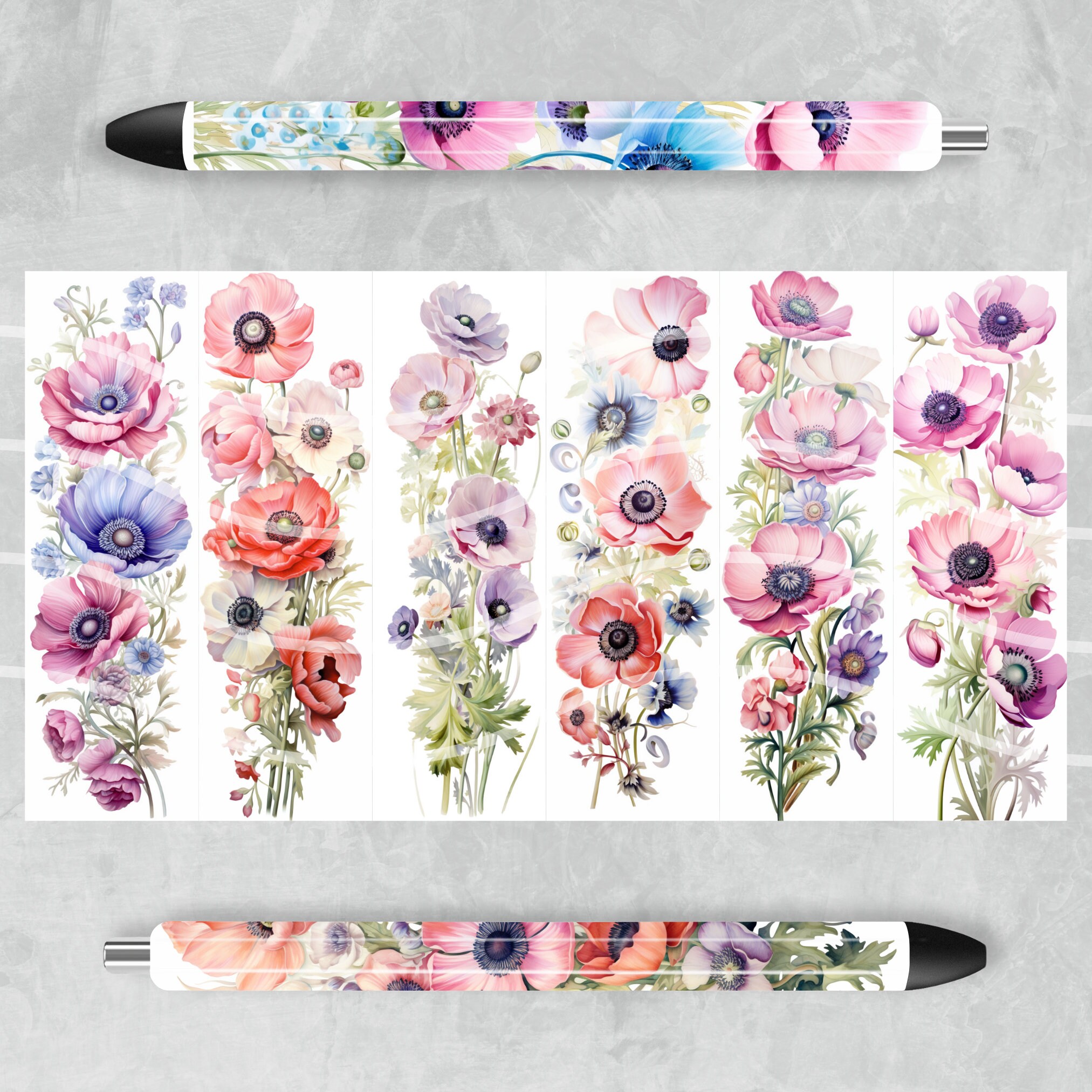 Set of 12 Anemone Pen Wraps Pen Wrap Bundle Pen Wrap - Etsy