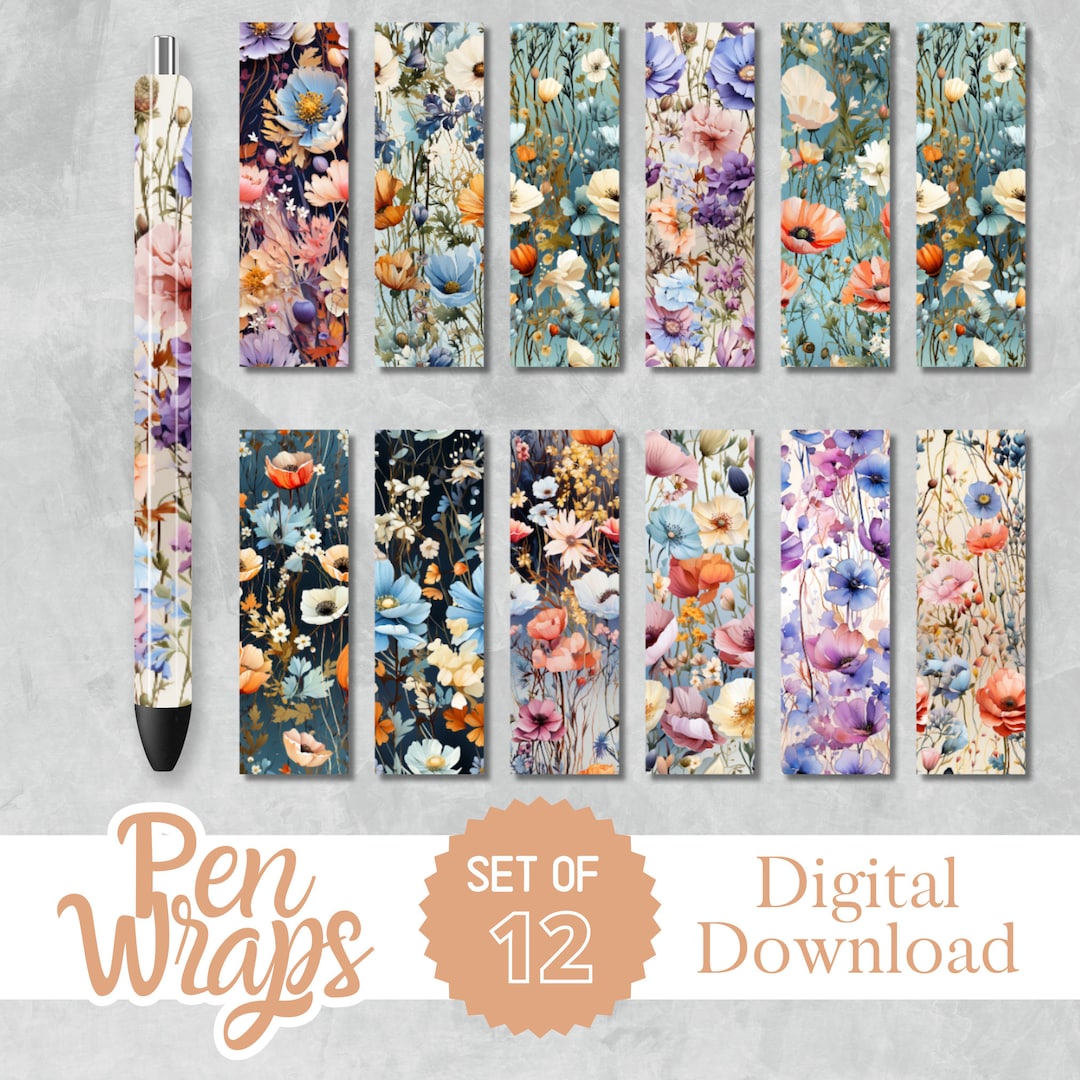 12 Watercolor Flowers Pen Wrap Bundle Pen Wrap Bundle Pen Wrap Designs ...