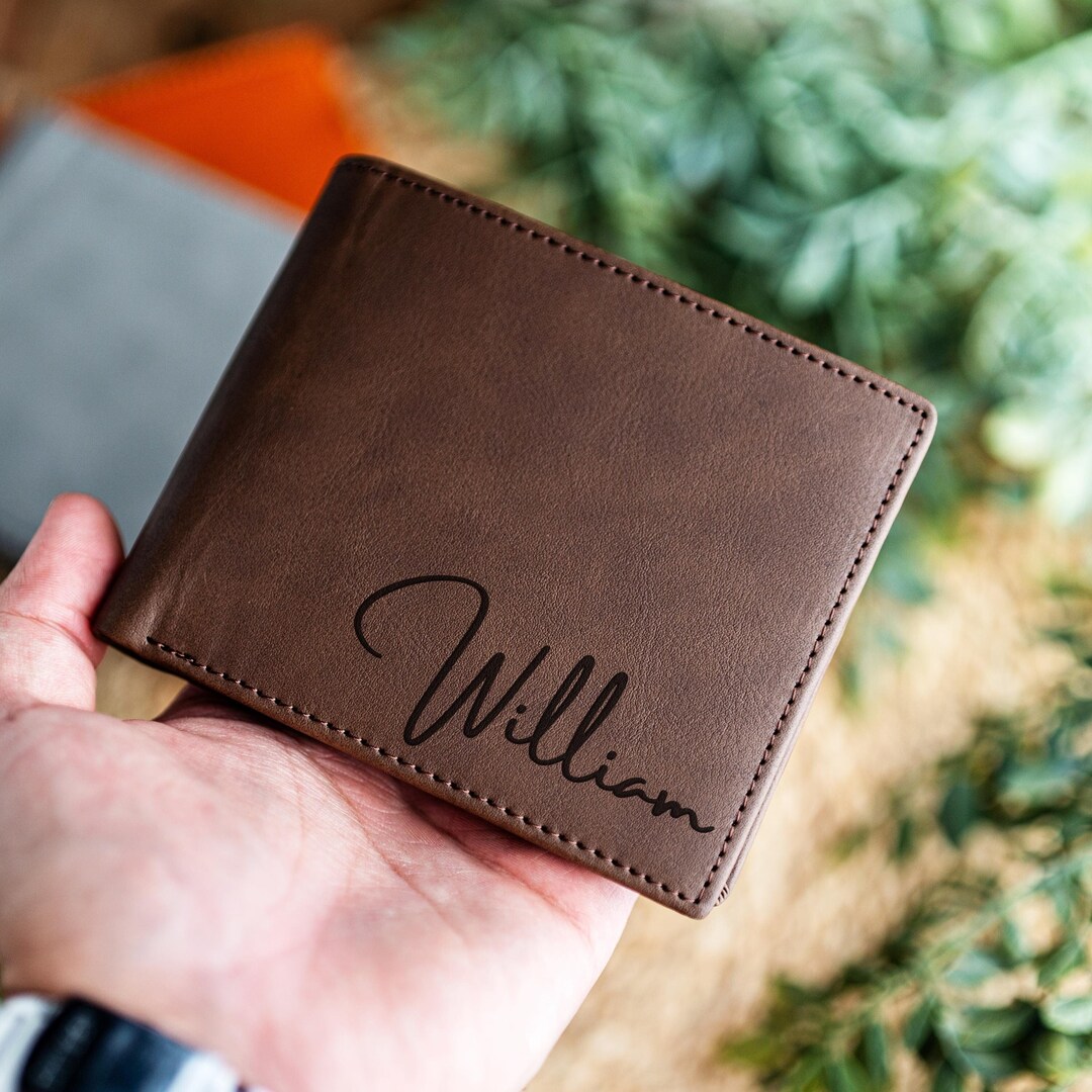 Personalized Men's Leather Wallet, Custom Wallet for Men, Engraved ...