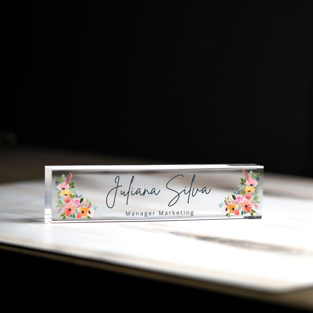 Personalized Acrylic Desk Name Plate, Custom Name Sign for Teachers ...