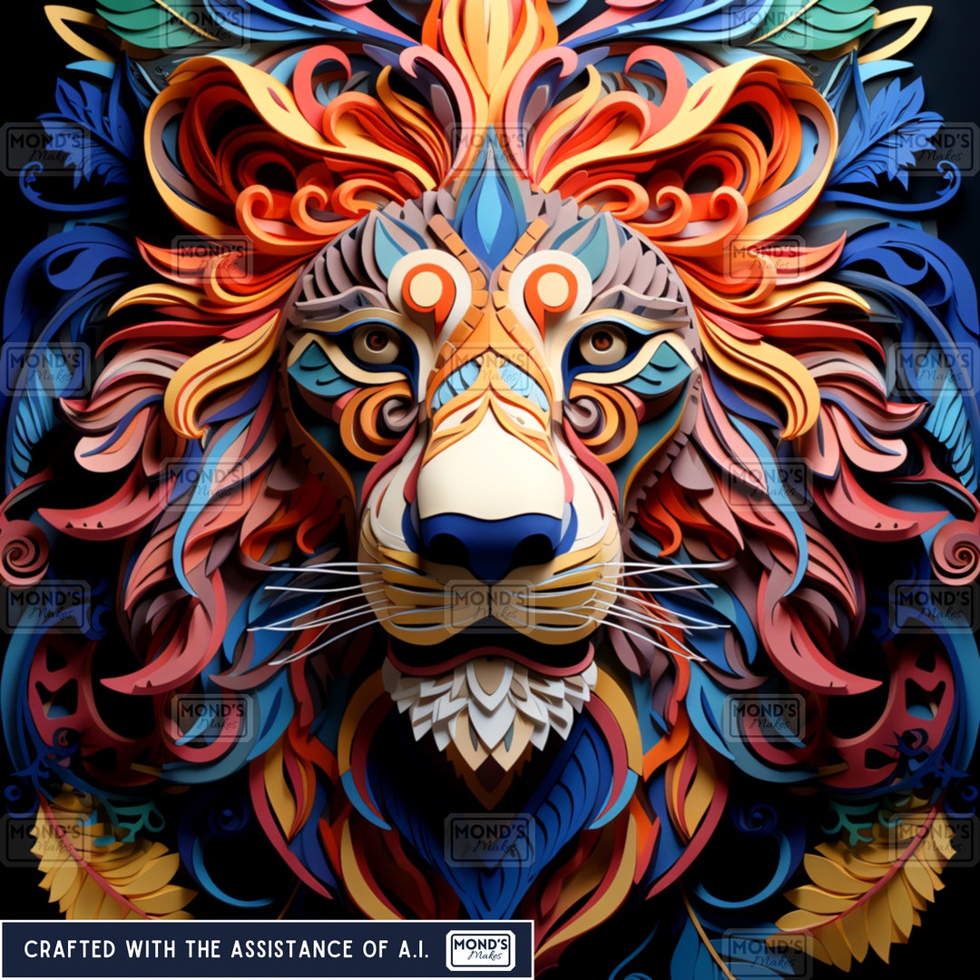 Vibrant Lion Theme Wall Art Print HD Digital Download Bold Style Lion ...
