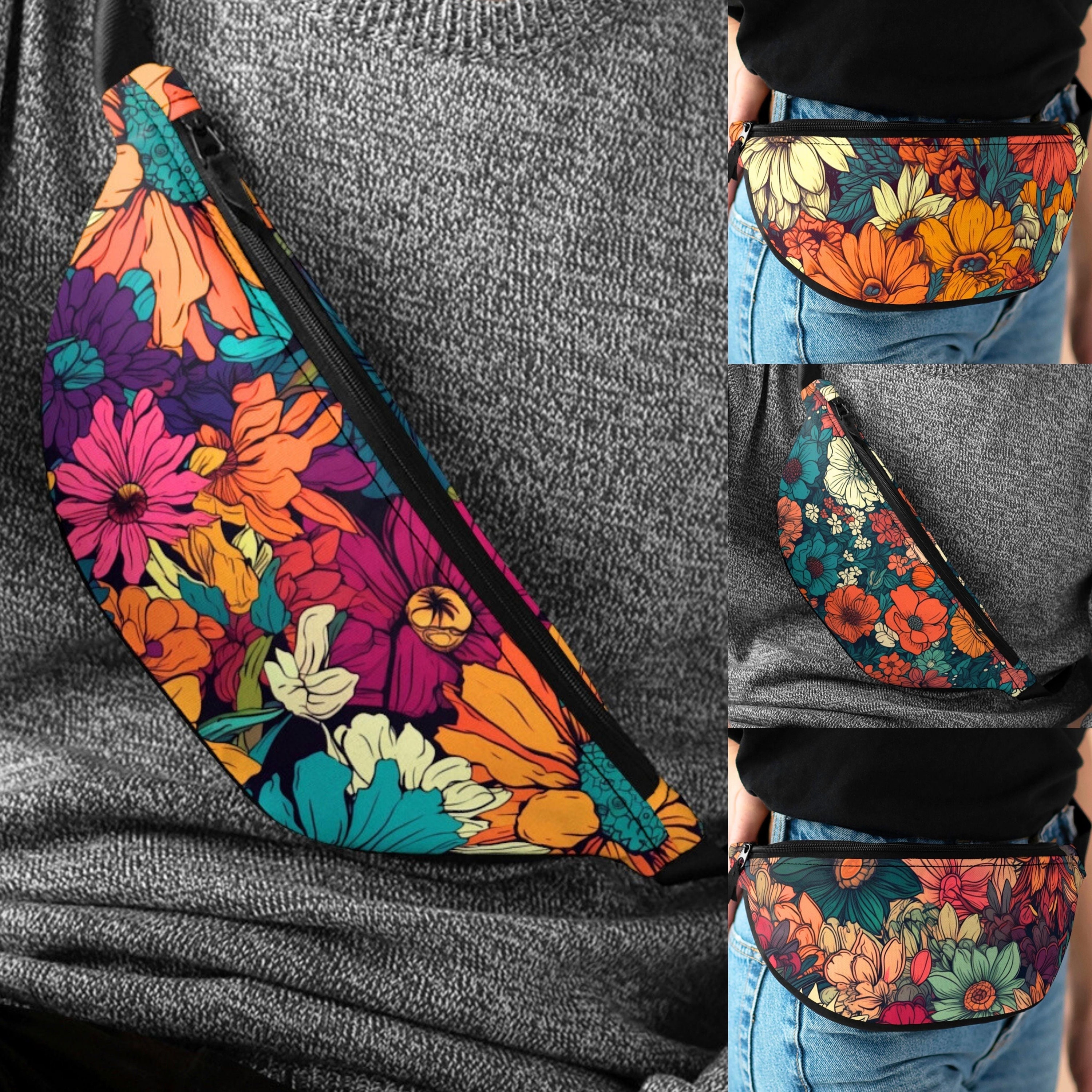 Floral Theme All Over Print Small Lightweight Fanny Pack Unisex Cute HD ...