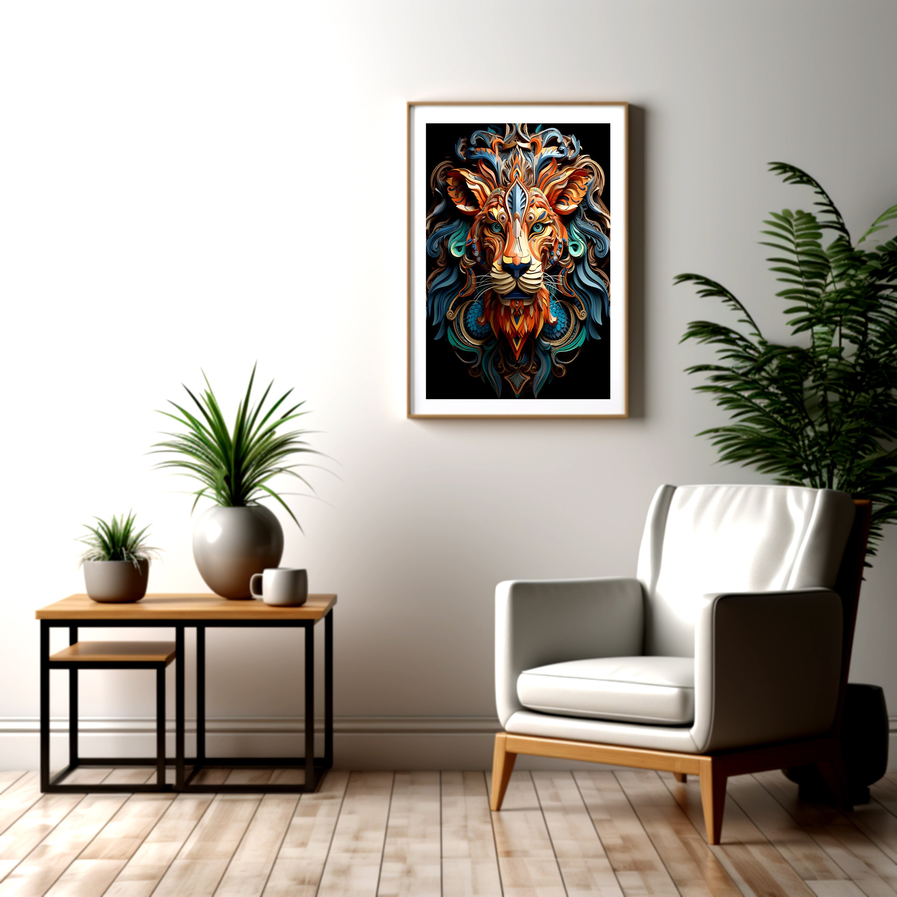 Bold Lion Theme Design Wall Art Print HD Digital Download Lion Head ...