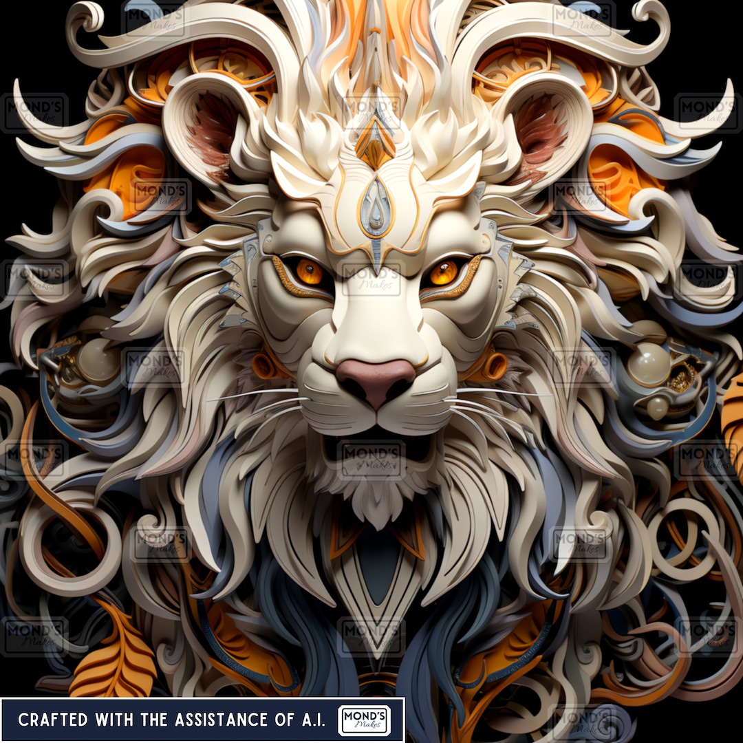Regal Lion Head Wall Art Print PNG File Digital Download Majestic Lion ...