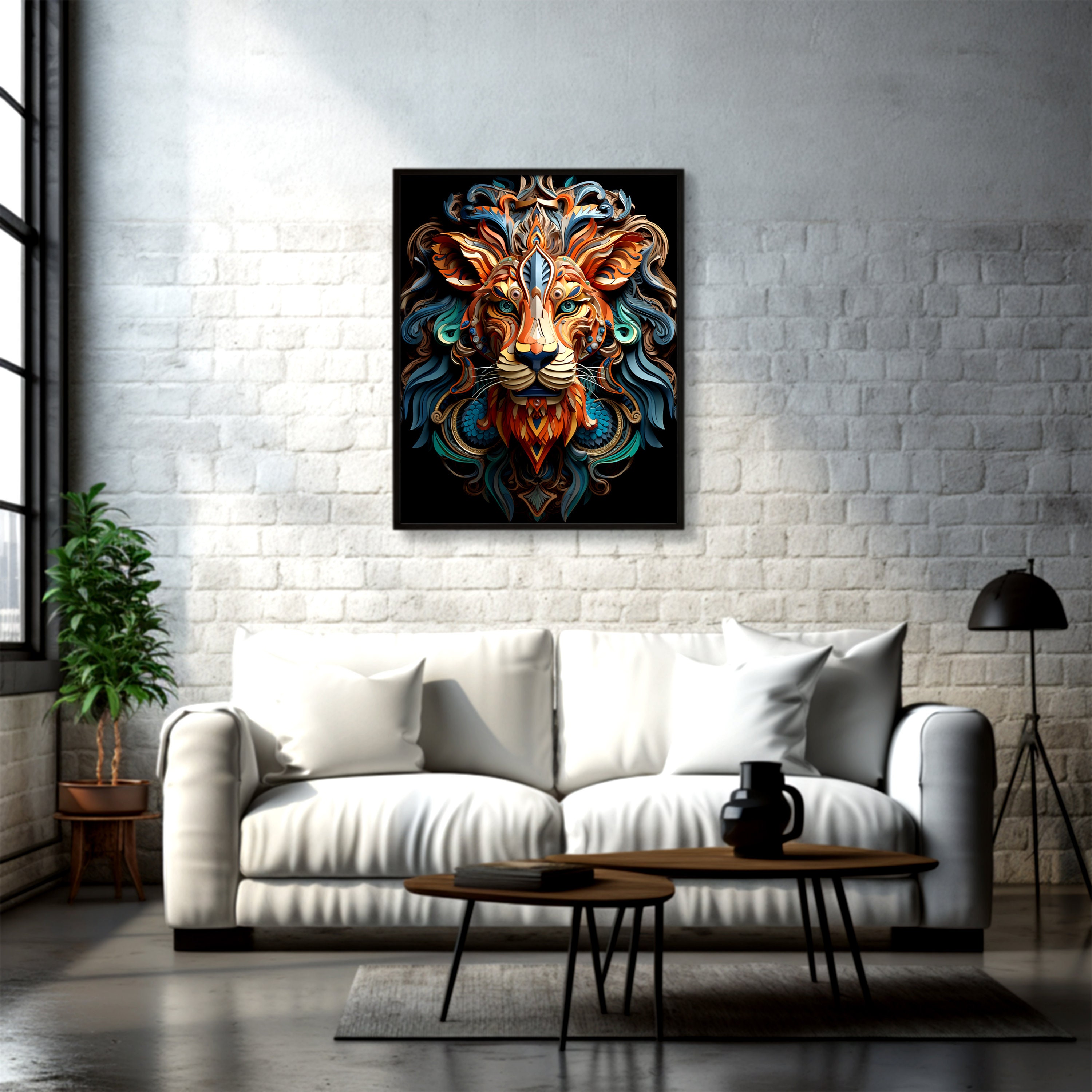 Bold Lion Theme Design Wall Art Print HD Digital Download Lion Head ...