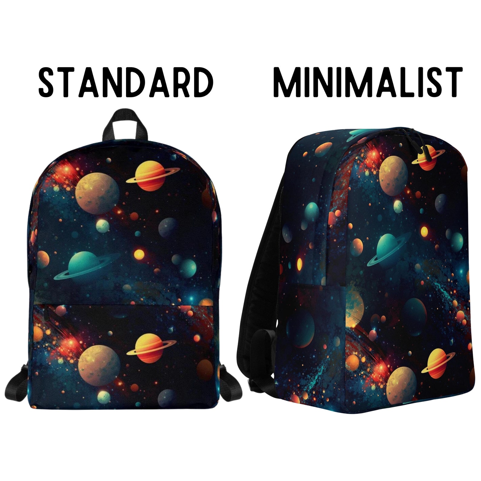 Multicolor Planet Pattern All Over Print Med Laptop Backpack Unisex ...