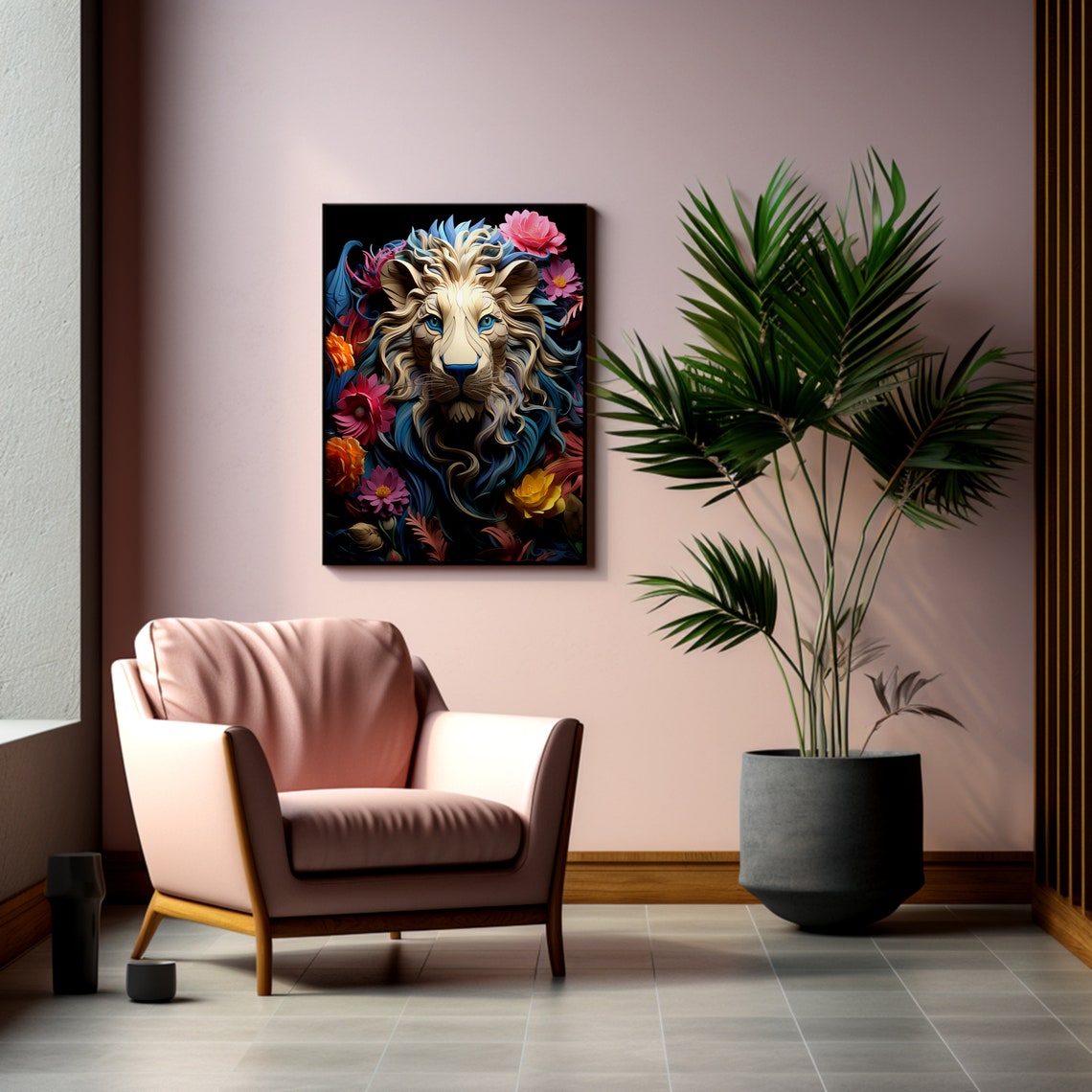 Majestic Lion Theme Wall Art Print PNG HD Digital Download Colorful ...