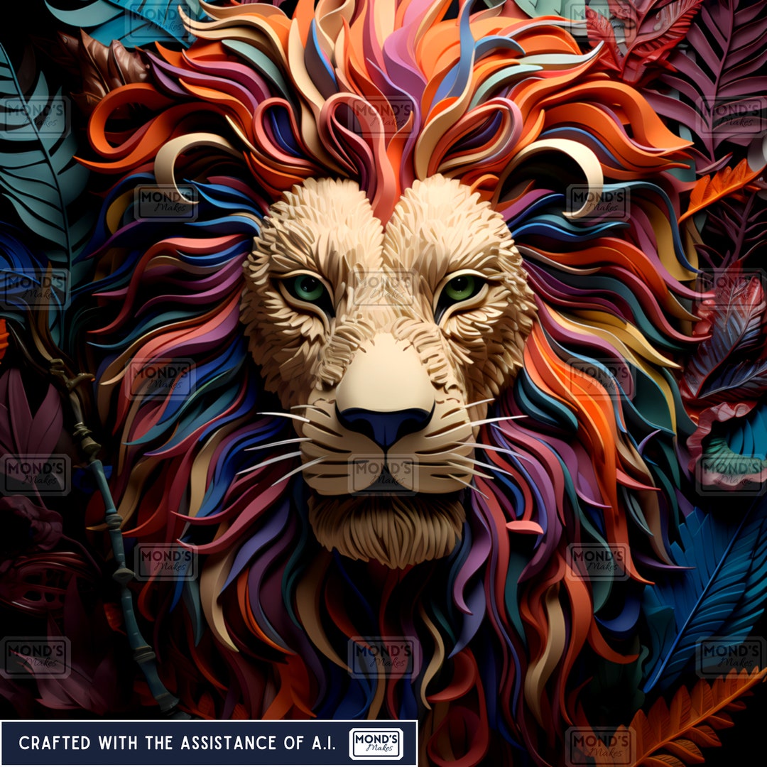 Lion Theme HD Wall Art Print Instant Digital Download Home Decor Vivid ...