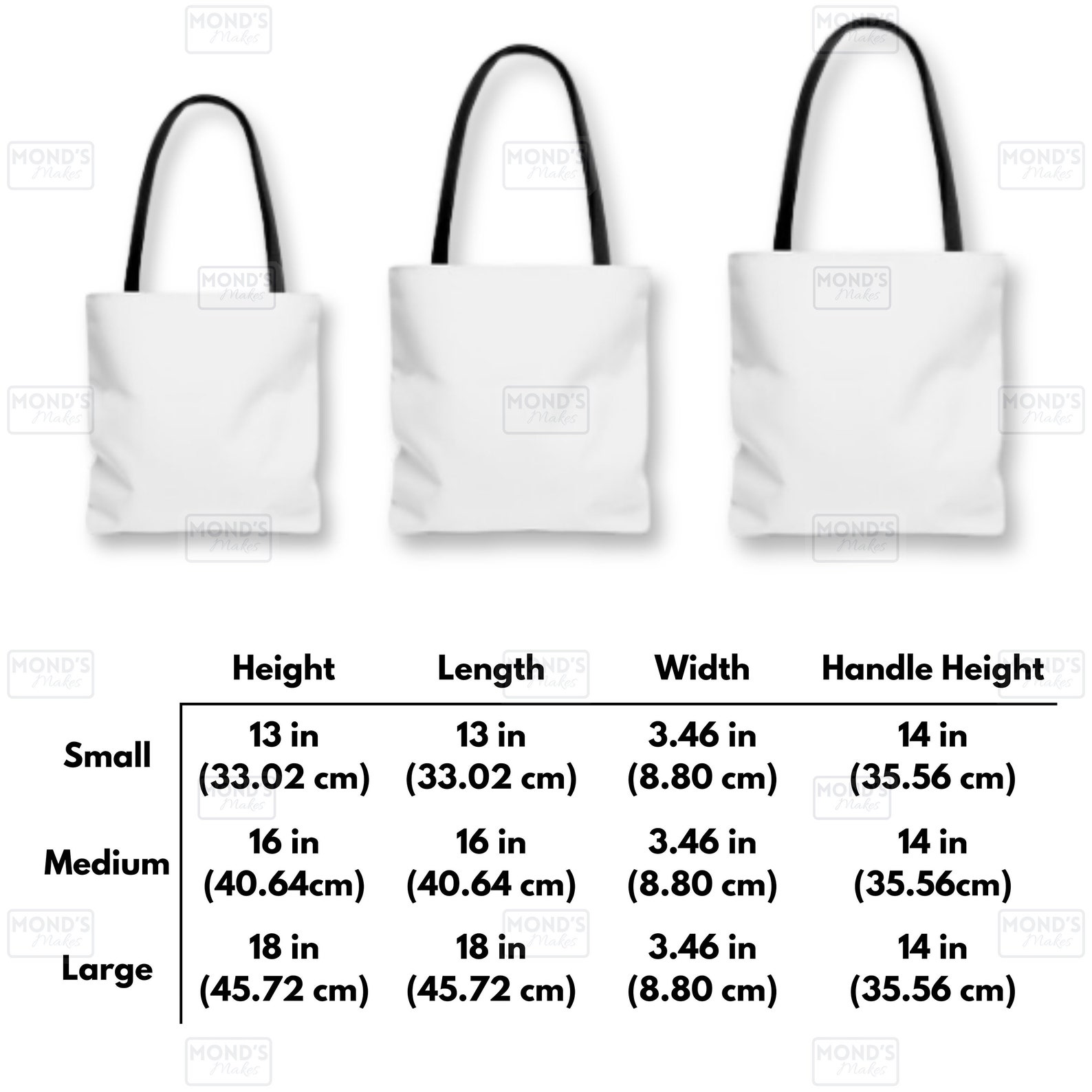 Printify All Over Print Tote Bag Size Guide PNG File Download Clean HD ...