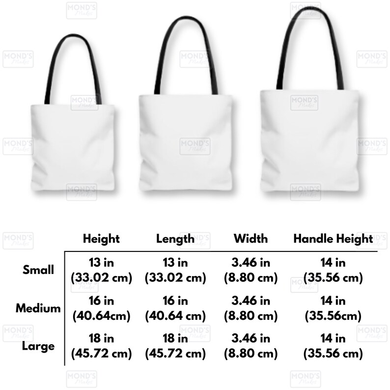 Printify All Over Print Tote Bag Size Guide PNG File Download Clean HD ...