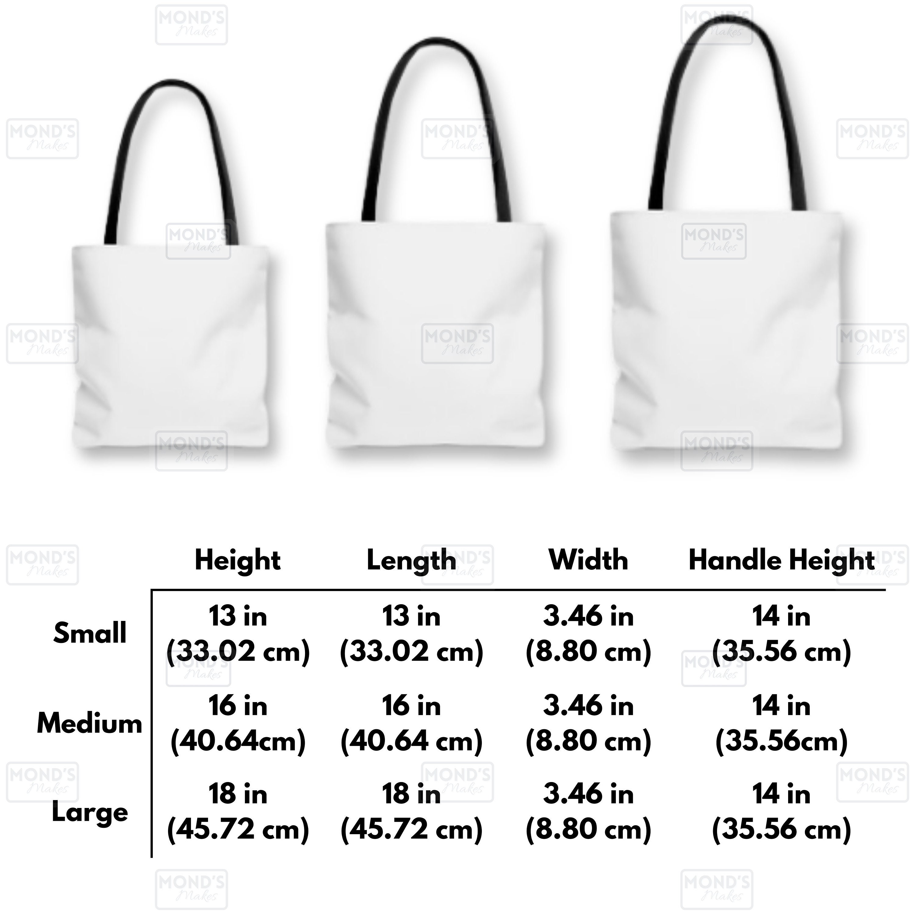 Printify All Over Print Tote Bag Size Guide PNG File Download Clean HD Tote Bag Product Chart ...