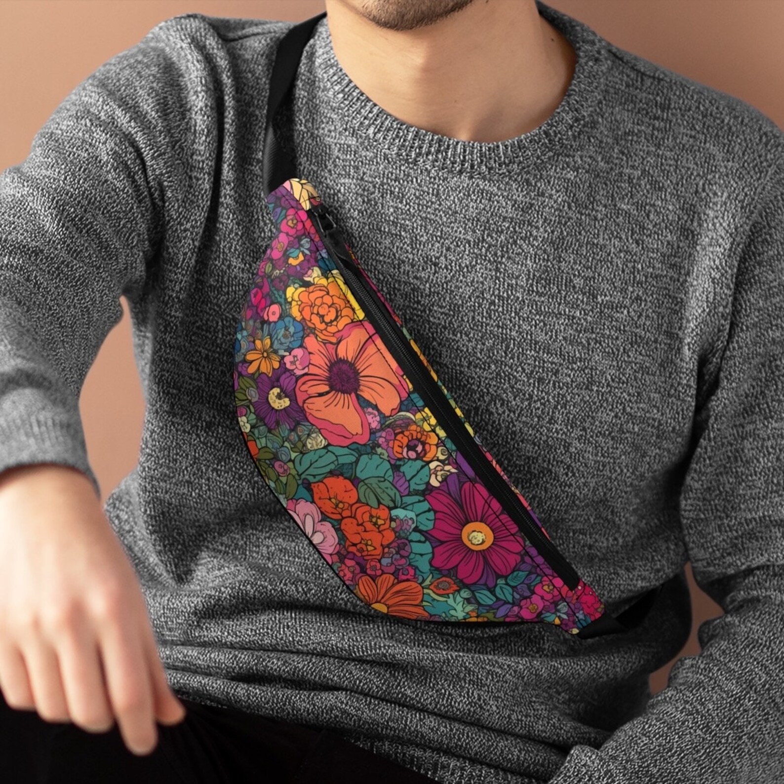 Classic Floral Theme Pattern All Over Print Small Fanny Pack Vintage ...