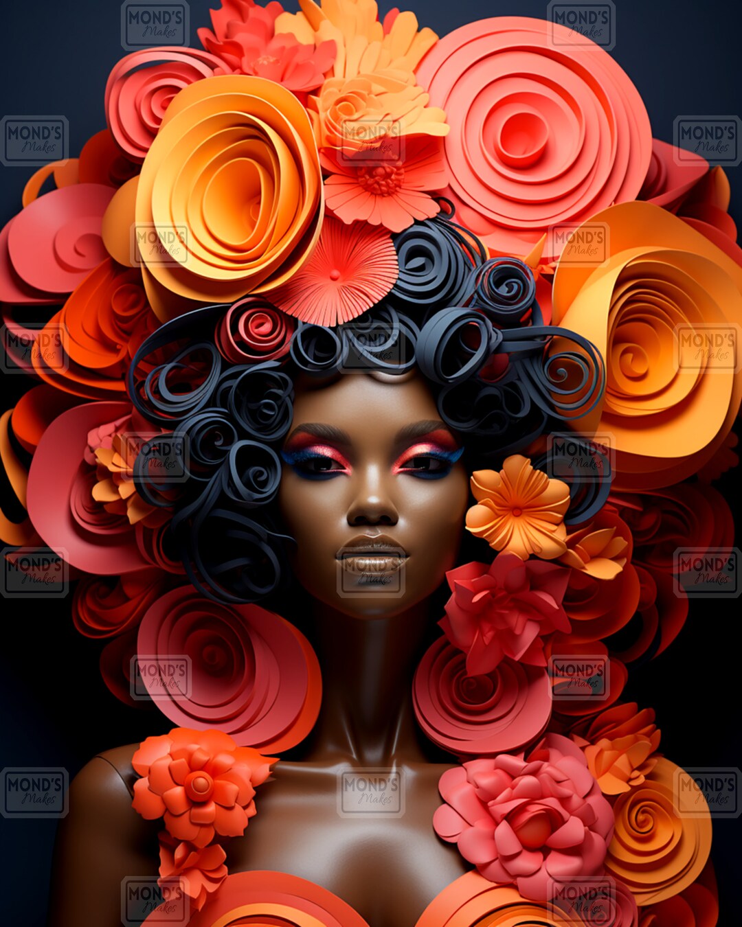 Beautiful Woman Wall Art Print HD Digital Download Colorful Home Decor ...